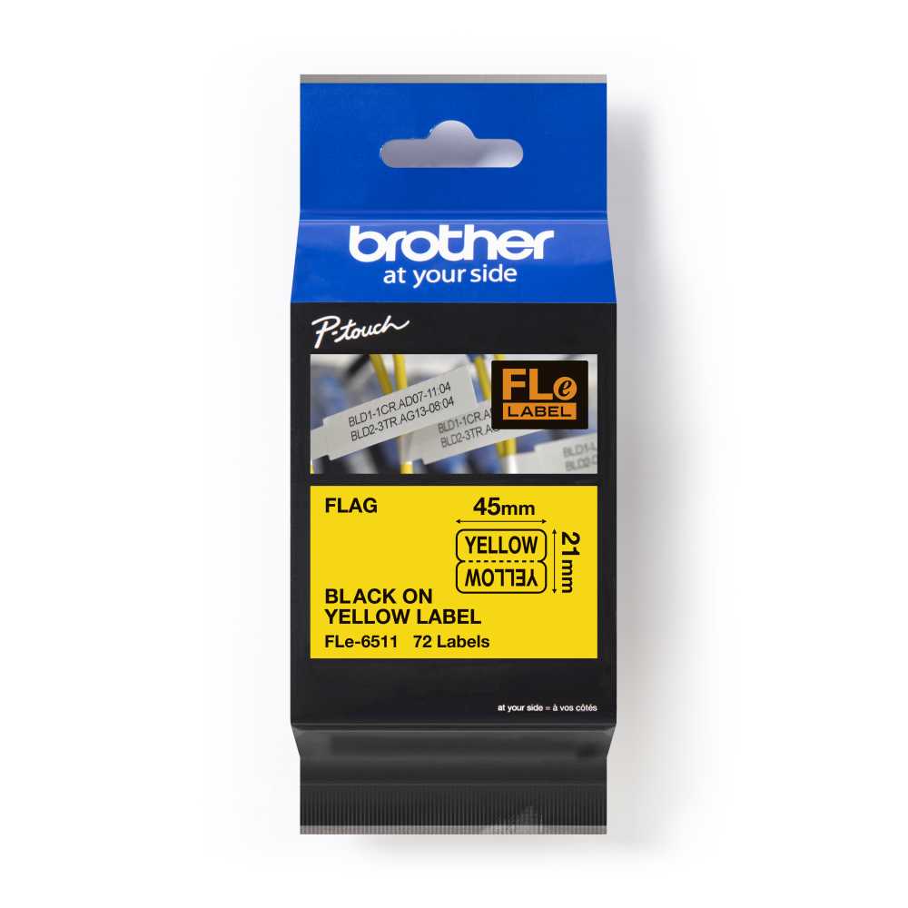 Brother FLE6511 Black On Yellow Die Cut Labels - Brother Experts