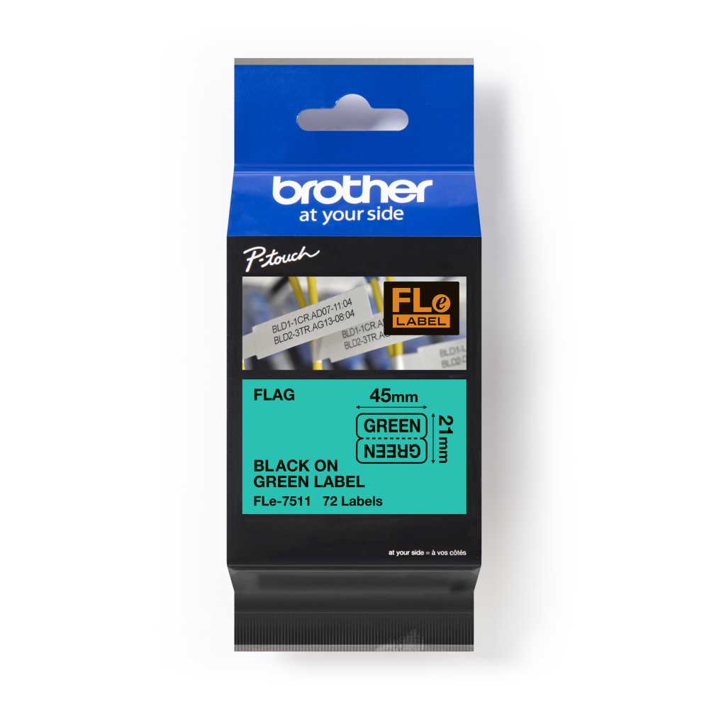 Brother FLE7511 Black On Green Die Cut Labels - Brother Experts
