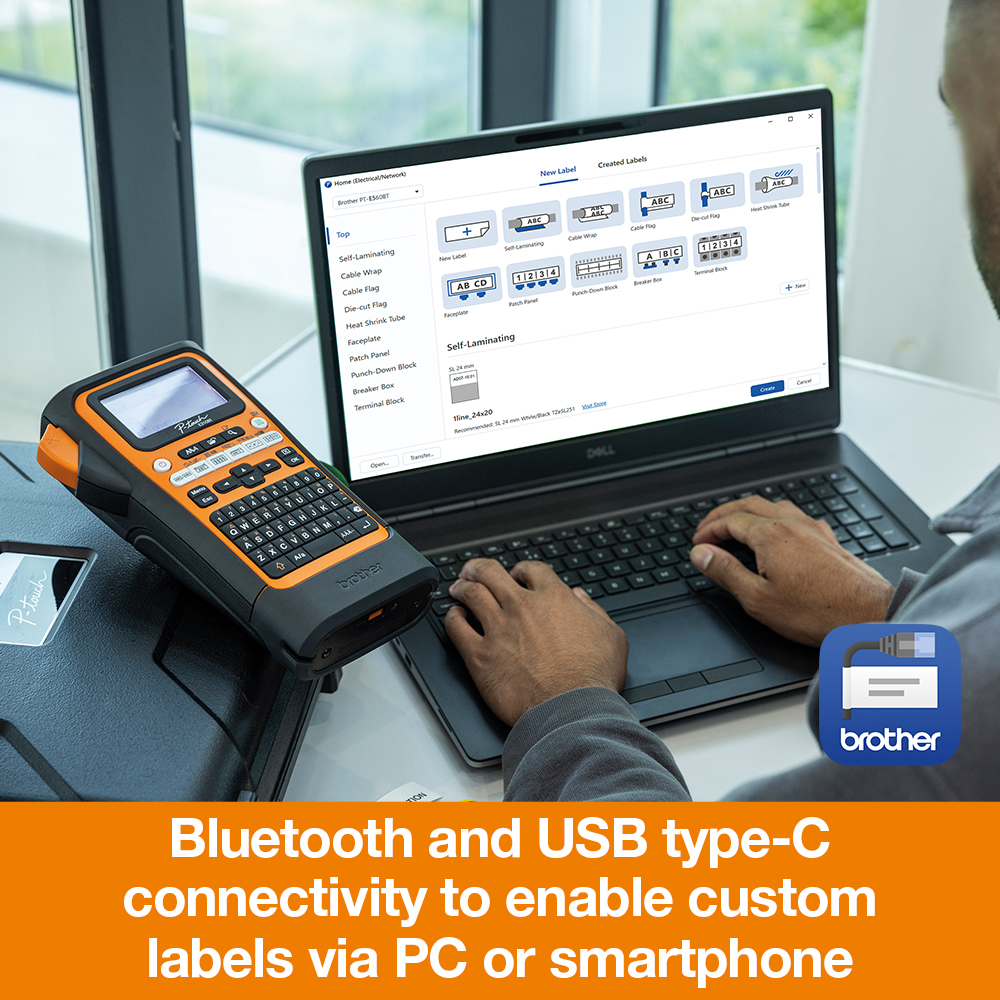 New Brother PT-E310BTVP (P-Touch E310BT) Handheld Professional Label ...